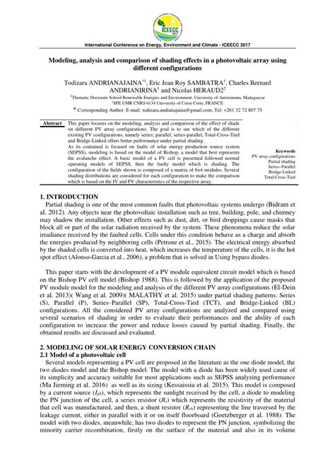 PDF Modeling Analysis And Comparison Of Shading Effects In A
