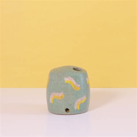 Glazed Stoneware Toothbrush Holder Squigle Pattern Happy Hour Ceramics