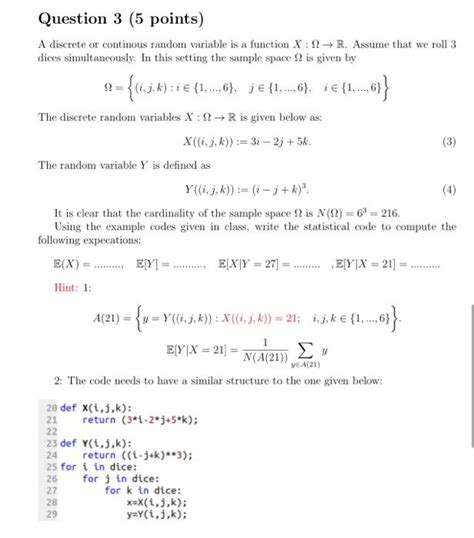 question 3 5 points a discrete or continous random