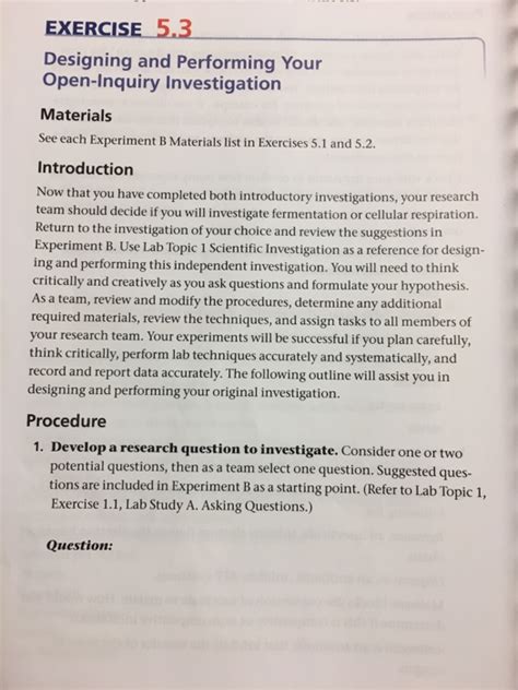 Solved Marks Exercise Student Designed Investigation Chegg