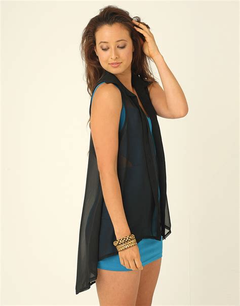 Pretty Clothes To Go Lydia Supre Chiffon Sleeveless Button Down Shirt
