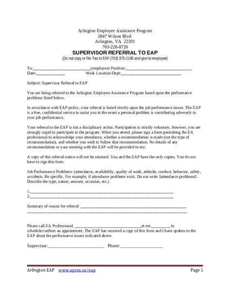 Supervisor Referral To Eap Doc Template Pdffiller