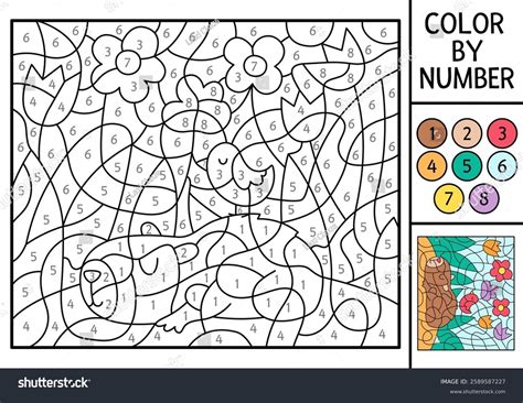 Vector Capybara Color By Number Activity Vector De Stock Libre De