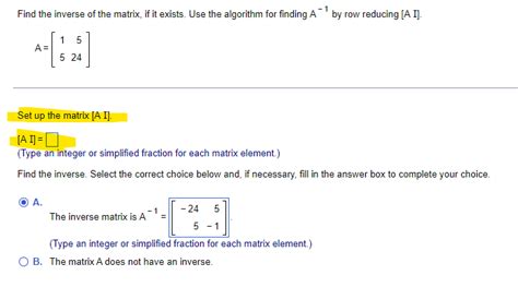Solved Find The Inverse Of The Matrix If It Exists Use The Chegg