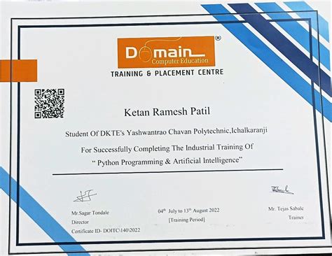 Domain Pythonprogramming Artificialintelligence Ketan Patil