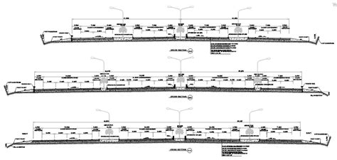 Cross Section Of Bypass Road With Details In Autocad 2d Drawing Cad