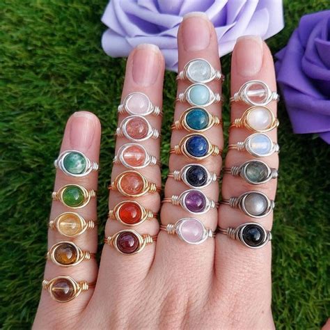 Wire Wrapped Gemstone Rings Crystal Ring Healing Crystal Jewellery Wish