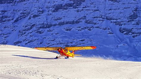 Airplane On Blue Background Snow Aviation Vector Vector Snow Aviation