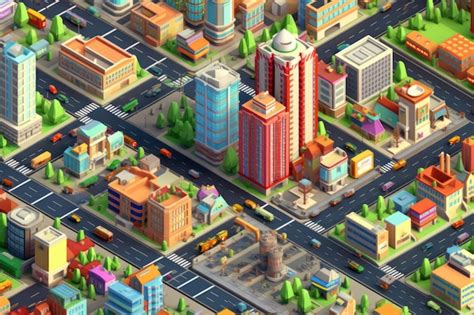Premium Photo Isometric Map Of A City With Many Blocks