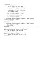 BMIpseudocode Main Module Module Main Local Variables Declare Real Height Weight Bmi