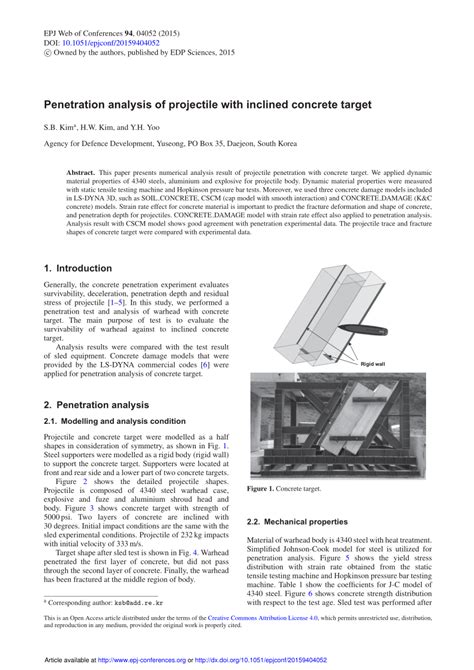 Pdf Penetration Analysis Of Projectile With Inclined Concrete Target