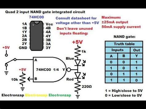 HC Quad Input NAND Logic Gate Integrated Circuit Demonstration Circuit With LEDs How