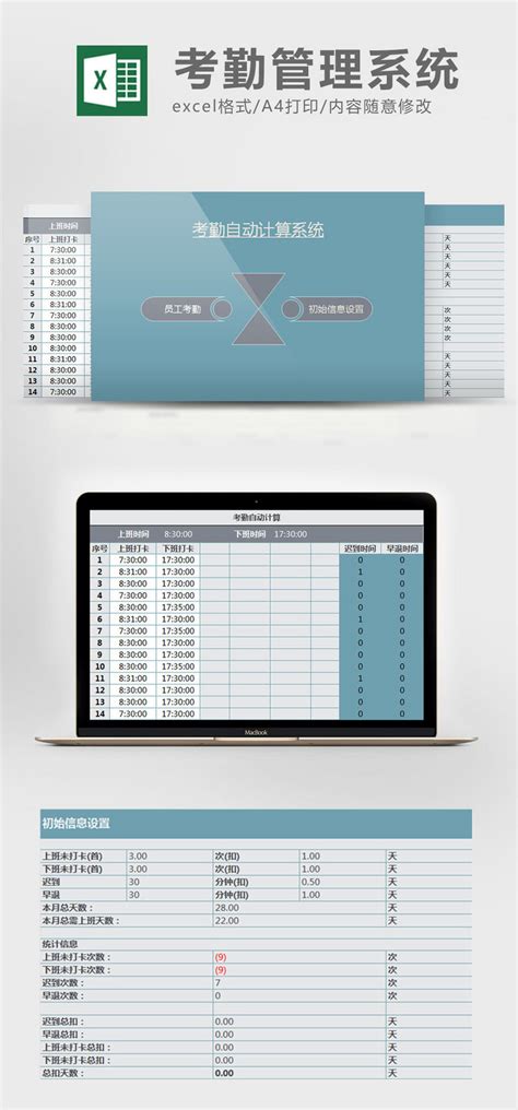 Templat Jadual Excel Sistem Pengiraan Automatik Kehadiran Templat Excel Xls Percuma Muat Turun