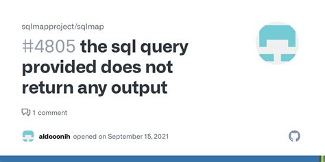 The Sql Query Provided Does Not Return Any Output Issue 4805