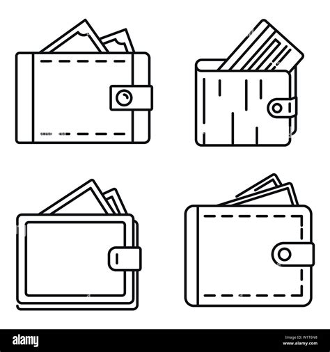 Modern Wallet Icons Set Outline Set Of Modern Wallet Vector Icons For