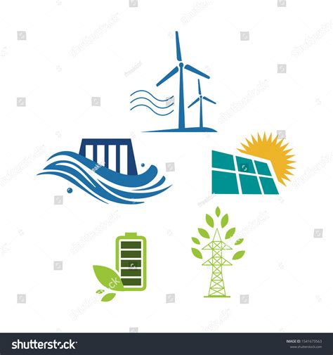 Set Sign Elements Alternative Renewable Energy Stock Vector Royalty
