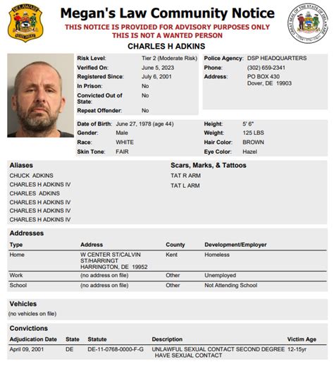 Homeless Sex Offender Notification Delaware State Police State Of