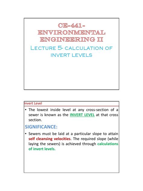 Lecture 5 Calculation Of Invert Levels Significance Pdf Sanitary