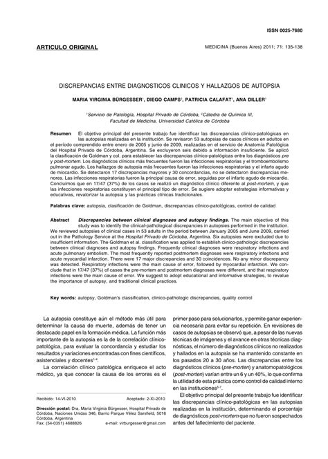 Pdf Discrepancies Between Clinical Diagnoses And Autopsy Findings