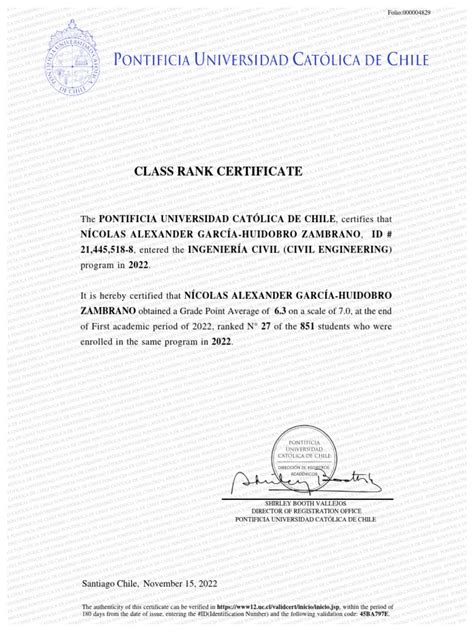 Class Rank Certificate Pdf