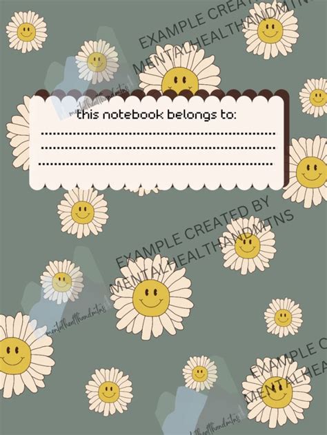 Groovy Retro Flower Power Themed Notebook X Lined Paper Use For All Ages At Home Work