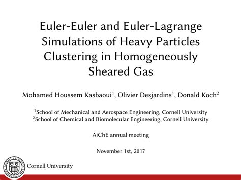 Pdf Euler Euler And Euler Lagrange Simulations Of Heavy Particles Clustering In Homogeneously