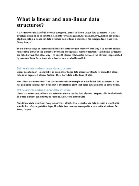 what is linear and non linear data structures pdf