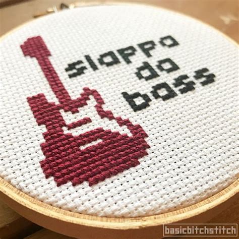 Slappa Da Bass Cross Stitch Funny Completed Project