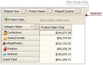 Filter Header Area Separator WinForms Controls DevExpress Documentation