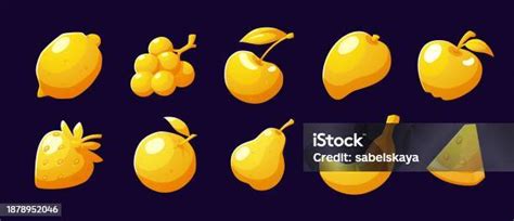Ui와 게임 디자인 벡터 일러스트 레이 션에 대 한 과일 아이콘의 만화 세트 0명에 대한 스톡 벡터 아트 및 기타 이미지 0명 과일 그래픽 사용자 인터페이스 Istock