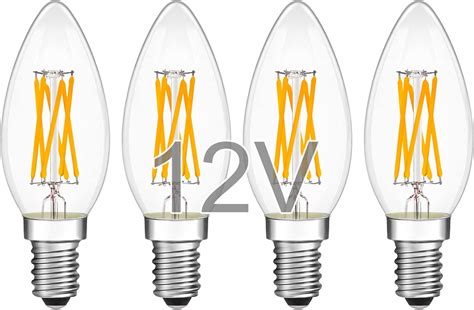 TOKCON 12V Low Voltage E12 Candelabra Base LED Light Bulbs Soft Warm White 2700K 6W Only For