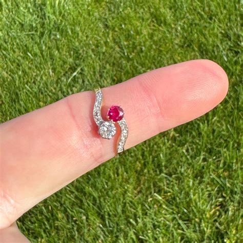 Edwardian Ruby And Diamond 2 Stone Ring Circa 1910 Bada