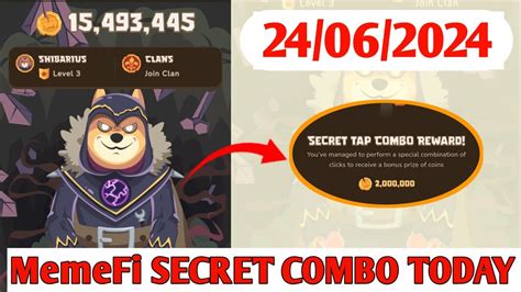 Memefi Secret Reward Combo Today 24 06 2024 Memefi 2 000 000 Coins Code Youtube