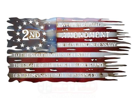 2nd Amendment Metal Flag Tattered Battle Worn American Flag Etsy