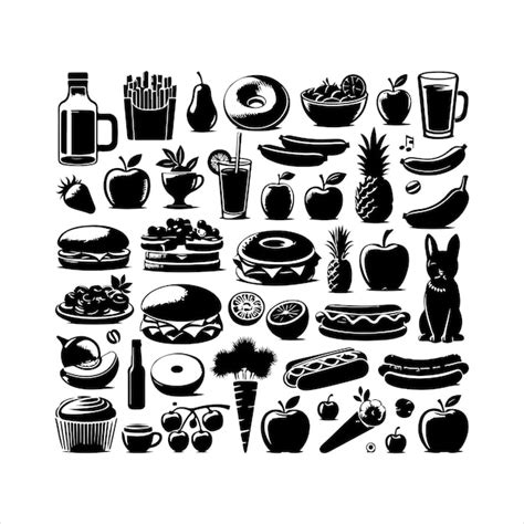 Black Silhouette Food Collection Images Free Download On Freepik