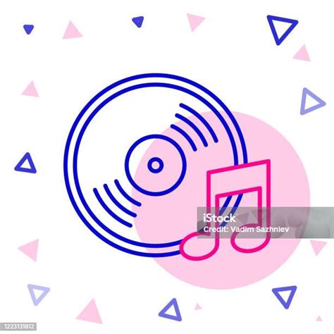 흰색 배경에 격리 된 라인 비닐 디스크 아이콘 컬러풀한 아웃라인 컨셉 벡터 일러스트레이션 Dj에 대한 스톡 벡터 아트 및 기타 이미지 Istock