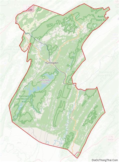 Map of Huntingdon County Pennsylvania Địa Ốc Thông Thái