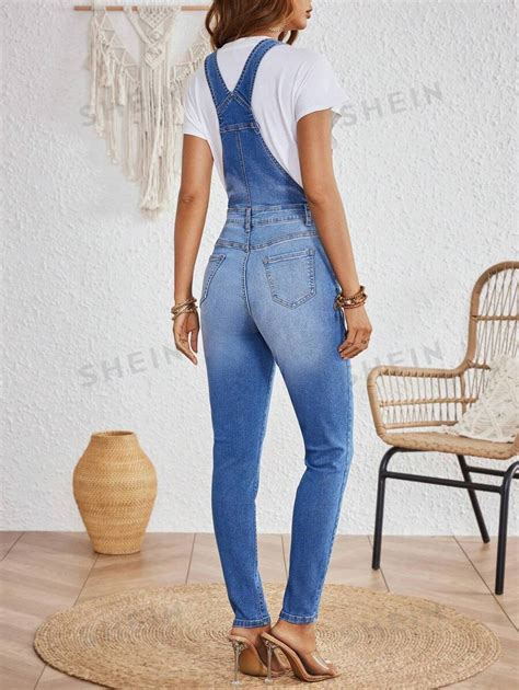 Shein Essnce Womens Slim Fit Denim Overalls Shein Uk