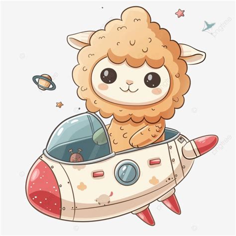 우주선 만화 속의 귀여운 알파카 어린이들 인사 우주선 Png 일러스트 및 이미지 에 대한 무료 다운로드 Pngtree