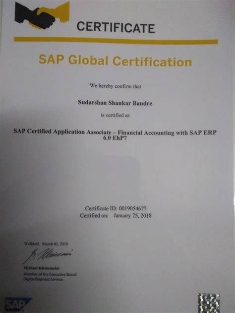 Sap Global Certification Sap Fi Sudarshan Bandre 16 Comments