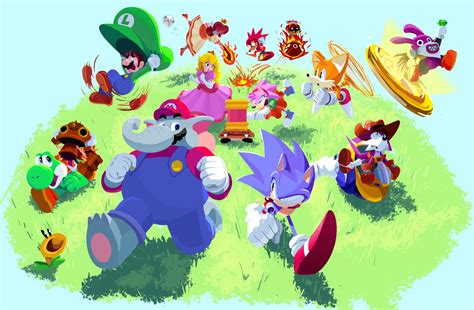 Princess Peach Mario Sonic The Hedgehog Luigi Amy Rose And 14 More Mario And 4 More Drawn