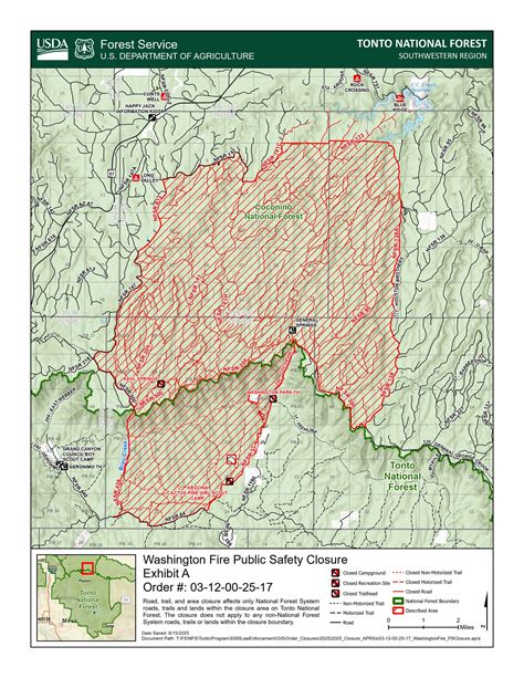 Tonto National Forest Washington Fire Emergency Closure Order Forest Service