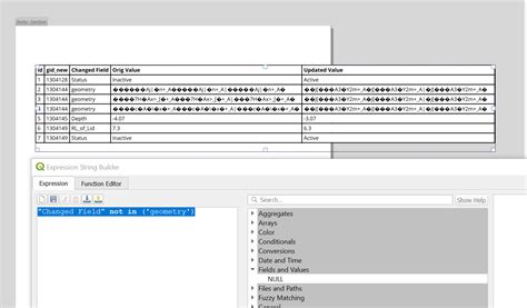 field filter in report layout attribute table view of qgis