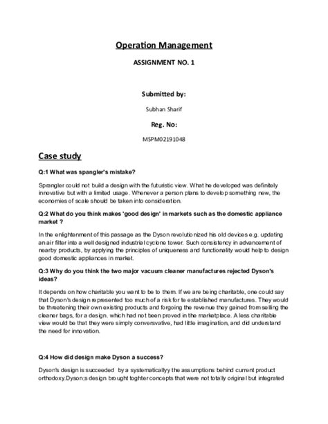 Doc Operation Management Assignment No 1 Submitted By