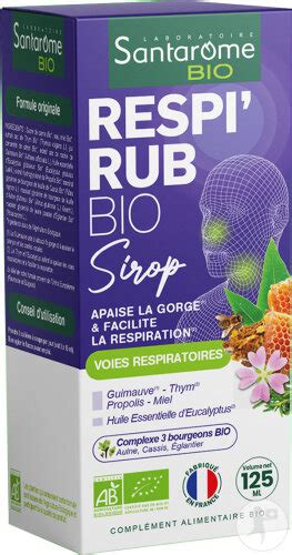 Santarome Bio Respi Rub Sirop Pour La Gorge Bio Flacon 125ml Newpharma
