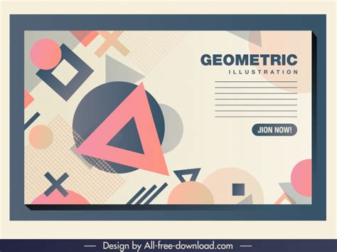 Geometric Background Colorful Flat Triangles Circles Squares Shapes Vectors Images Graphic Art
