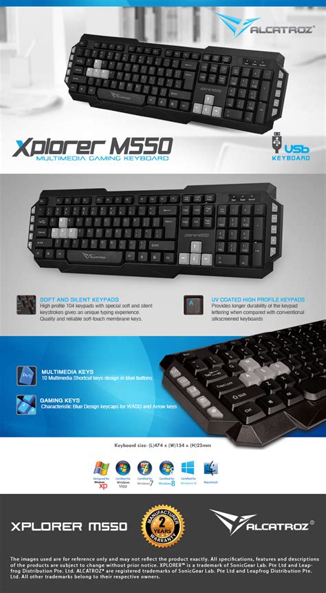 Alcatroz Xplorer M550 Wired Keyboard Black And Grey Au