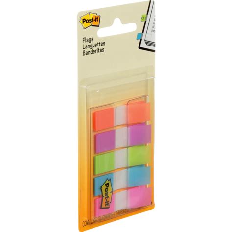 Post It Flags 1 2 20 Flags Per Pad Assorted Bright Colours 5 Pads Pkg Monk Office