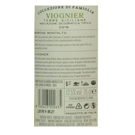 Collezione Di Famiglia Viognier Barone Montalto Re Di Coppe Enoteca Agrigento