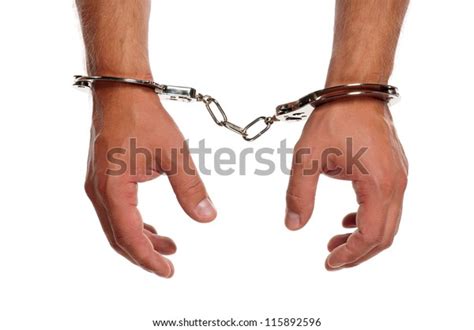 Man Hands Handcuffs Isolated On White Stock Photo 115892596 Shutterstock